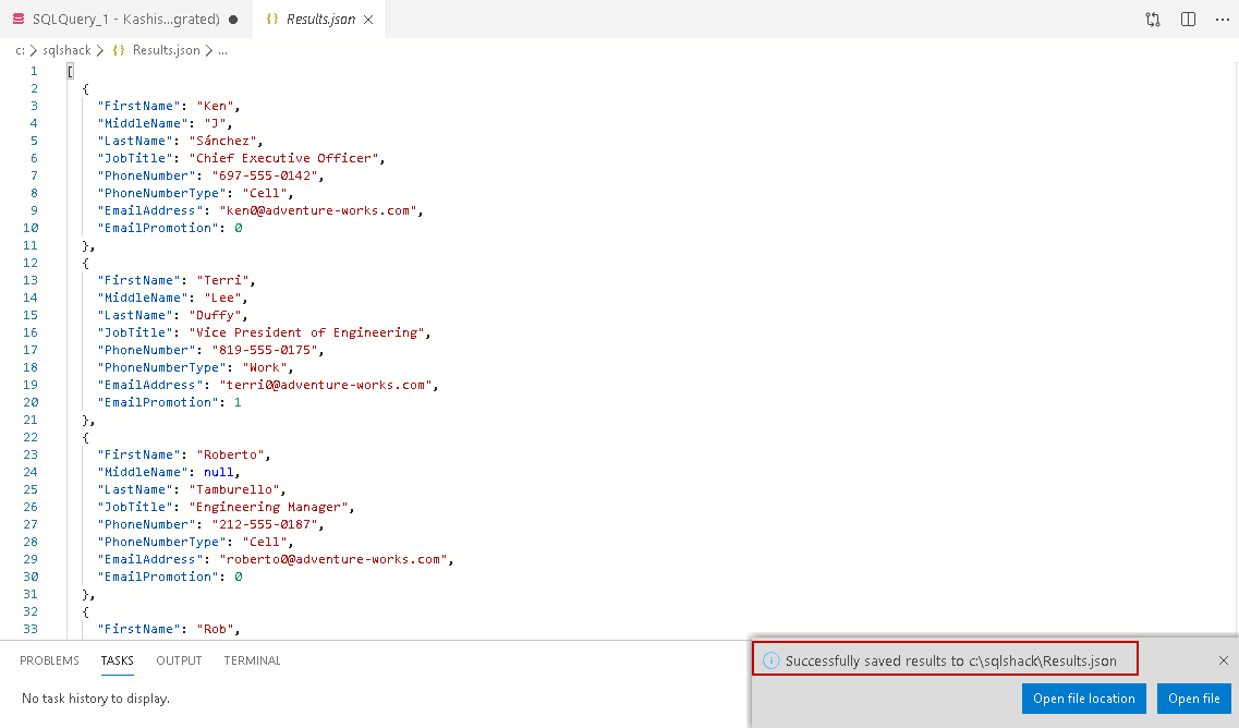 Import JSON Data Into SQL Server