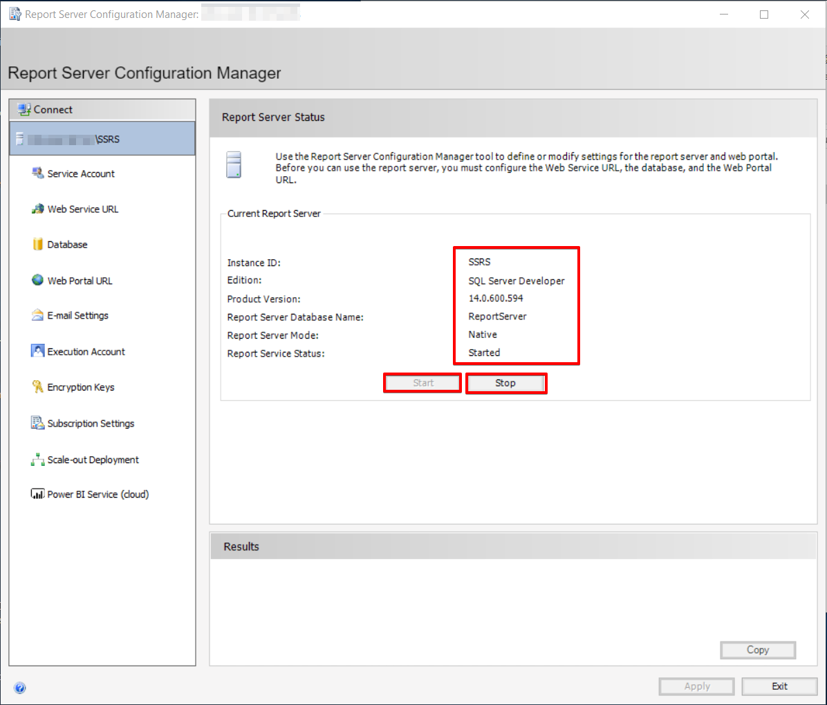 SQL Server Reporting Service Configuration Manager