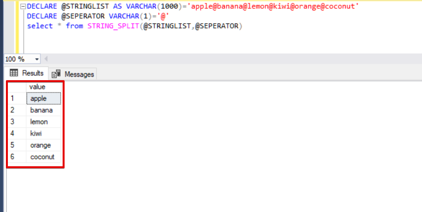 The STRING SPLIT Function In SQL Server