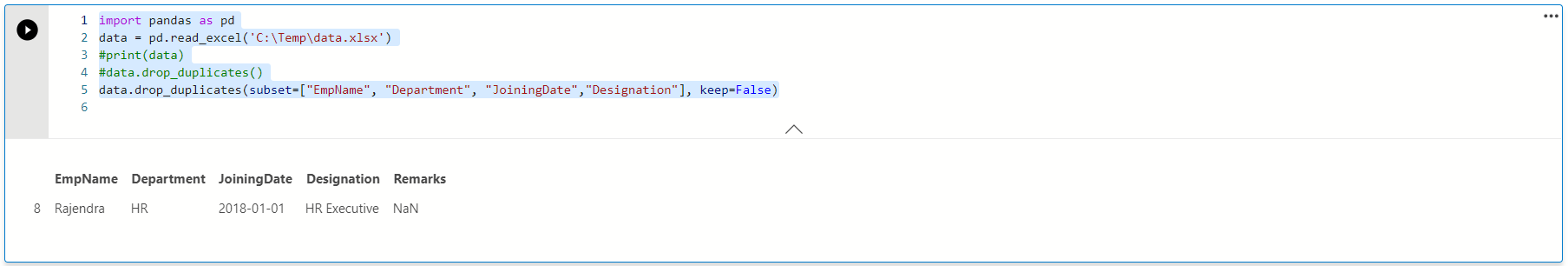 Removing Duplicates In An Excel Sheet Using Python Scripts