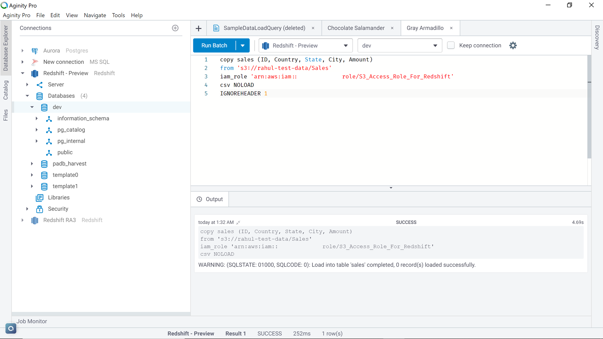 Load Data Into AWS Redshift From AWS S3